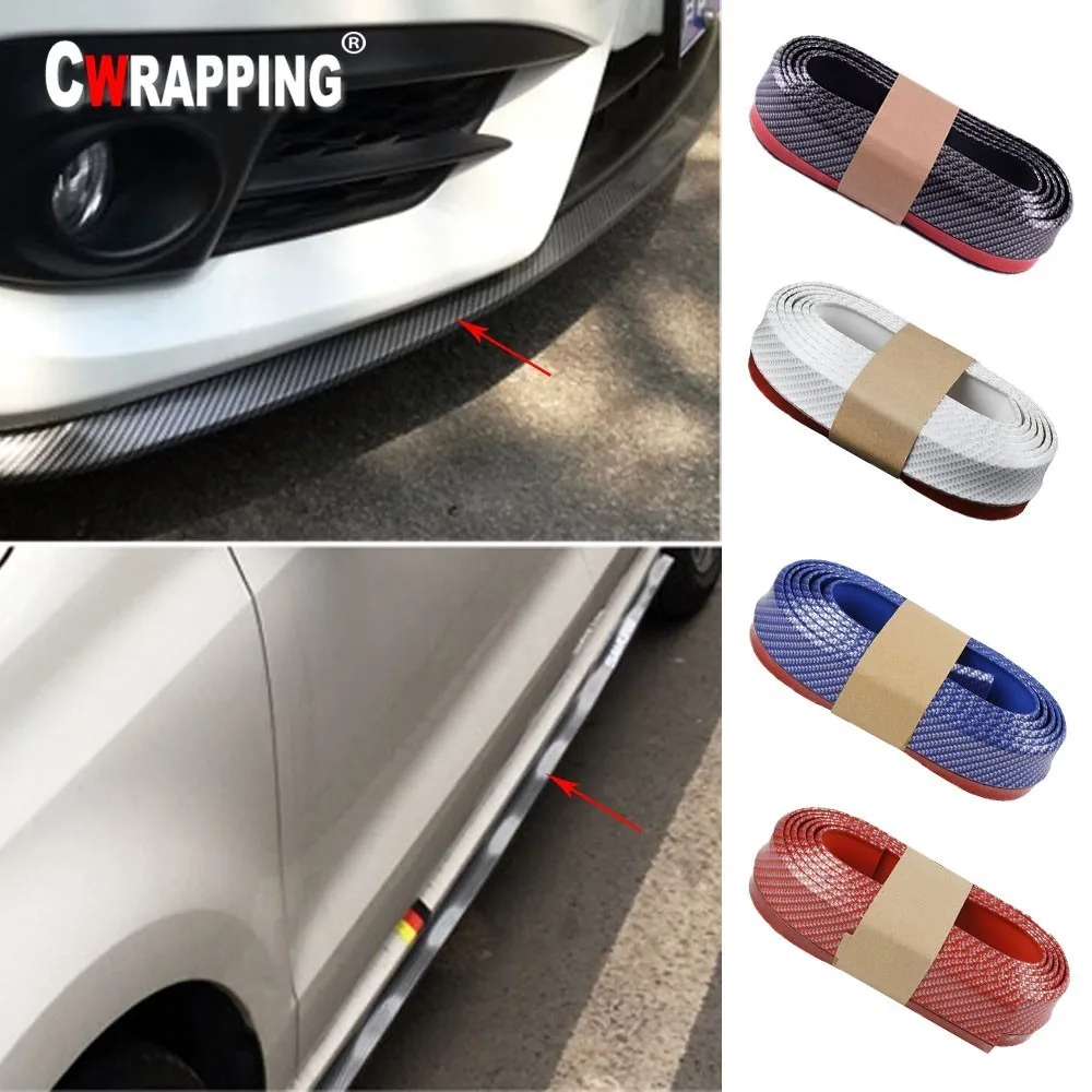 8.2ft/2.5m Car Universal Front Side Bumper Lip Carbon Fiber Rubber ...