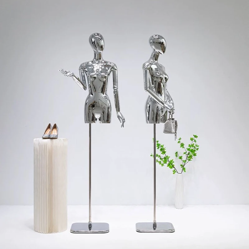 Fashion Chrome Plating silver mannequin body female Wedding dress ...
