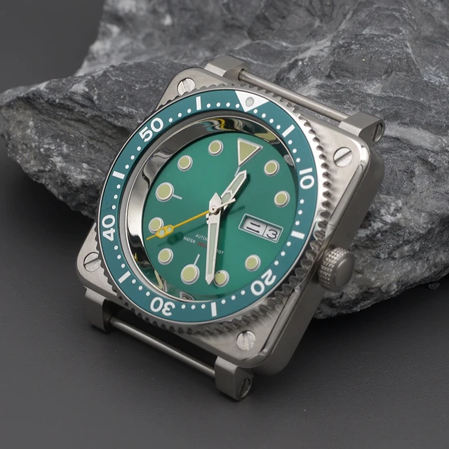 New Square Men's Watch Cases NH35 Movement 38mm Bezel Insert Automatic ...