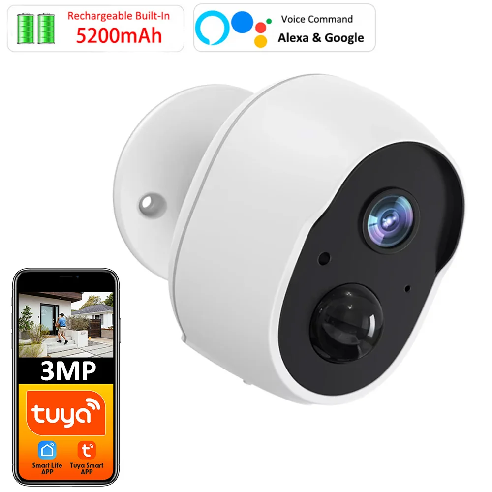 3mp tuya vida inteligente alimentado por bateria ao ar livre wifi ...