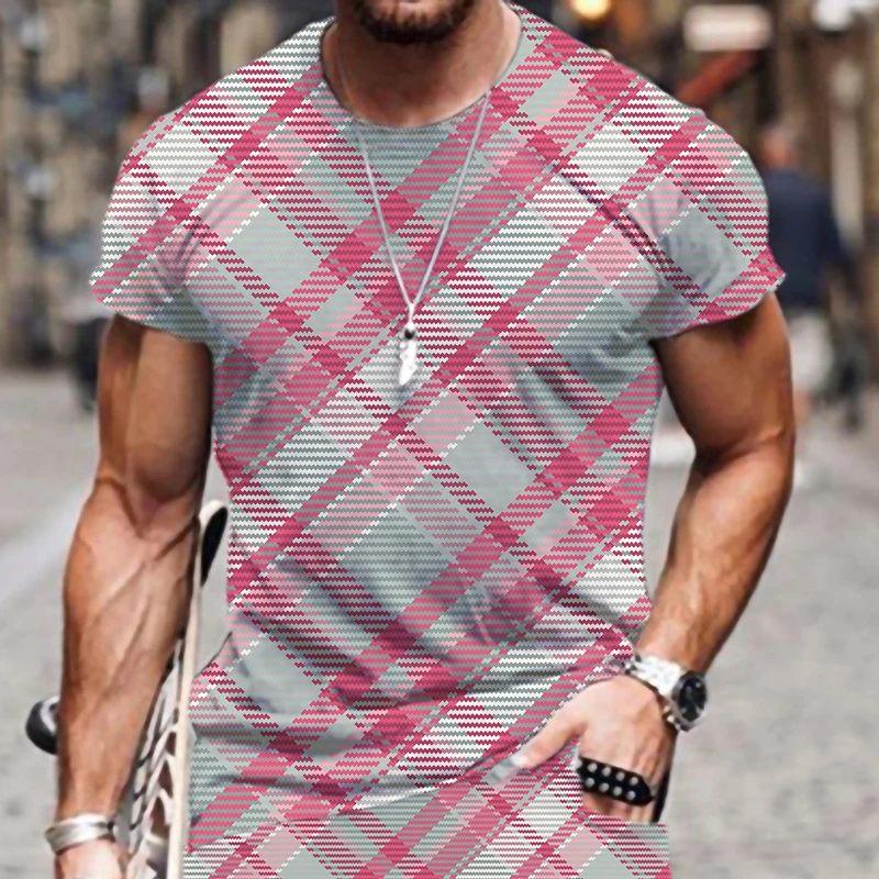 Plaid-Stripe-Pattern-Clothes-Men-s-T-shirts-Hip-Hop-Harajuku-Breathable ...