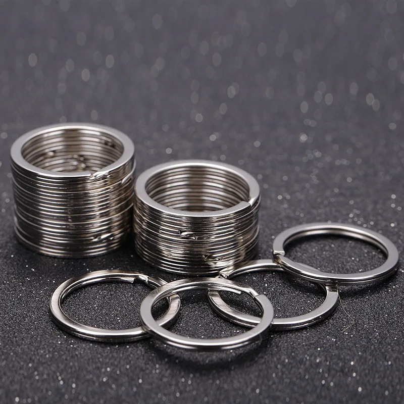 40pcs-25mm-Iron-Flat-Circle-Nickle-Key-Ring-Metal-Key-Holder-Split ...