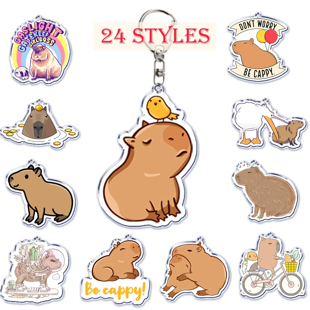 Fun Cartoon Capybara Acrylic Keychain Dont Worry Be Happy Transparent ...