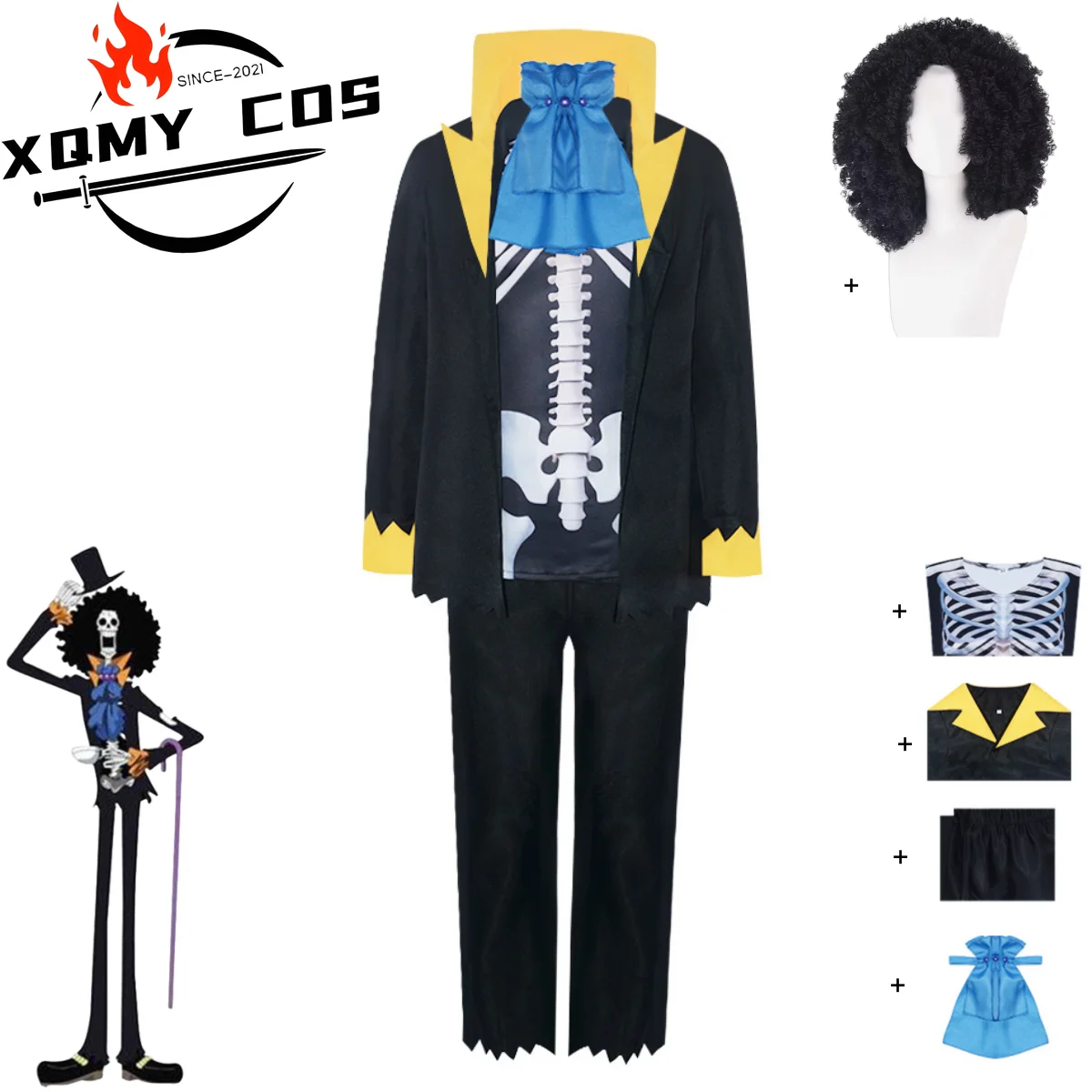 XQAnime Burukku Cosplay Costume Brook Revive-Revive Fruit Black Skull ...