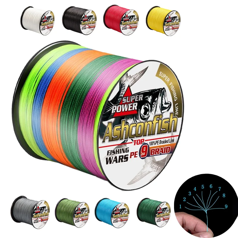 Ashconfish-9-Strands-Round-PE-Fishing-Line-100M-300M-500M-Multifilament ...