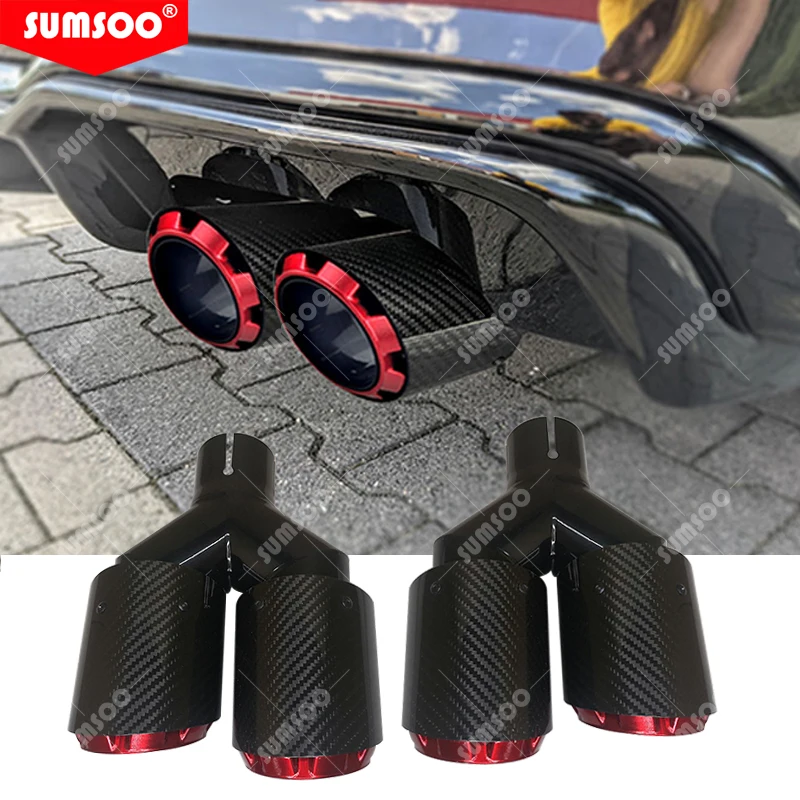 1PCS Ytype Double Exit Exhaust Pipe Carbon Fiber Nozzle for Muffler ...