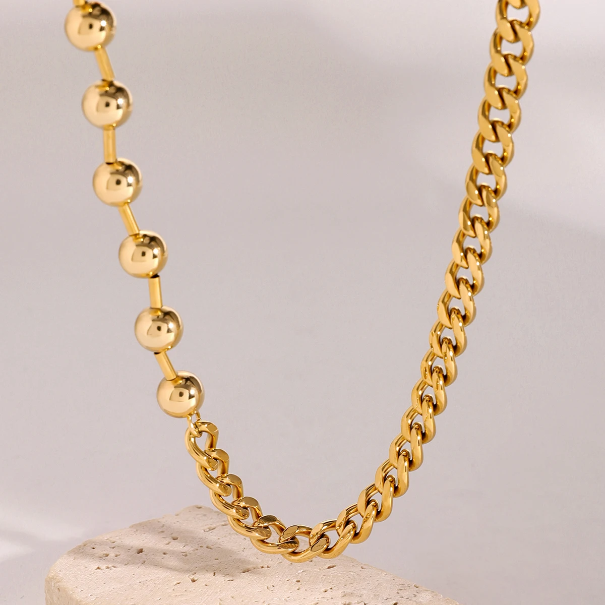 Uworld Stainless Steel Mixed Bead and Smooth Chain OT Clasp Necklace ...
