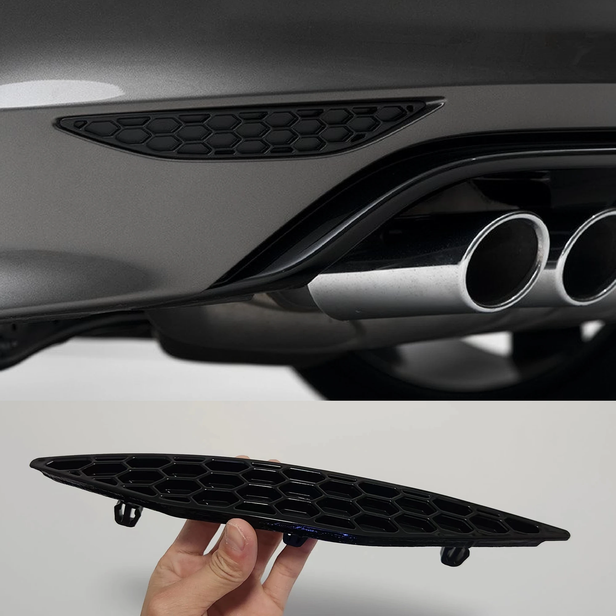 Gloss Black Rear Bumper Reflector Insert Set Honeycomb For Volkswagen ...