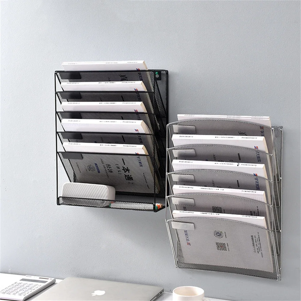 Hanging-Metal-File-Organizer-Rack-Five-Layer-Wall-Hanging-Holder-Mail ...