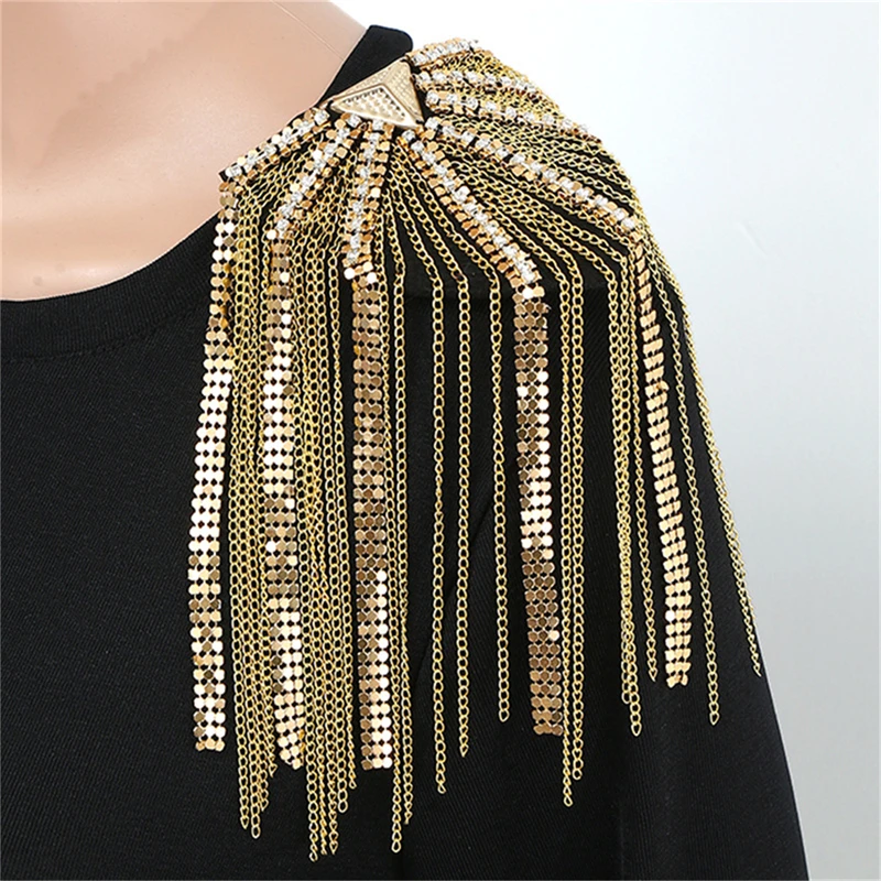 Fashion-Metal-Tassel-Epaulets-Diamond-Clothes-Accessories-Shoulder-Mark ...