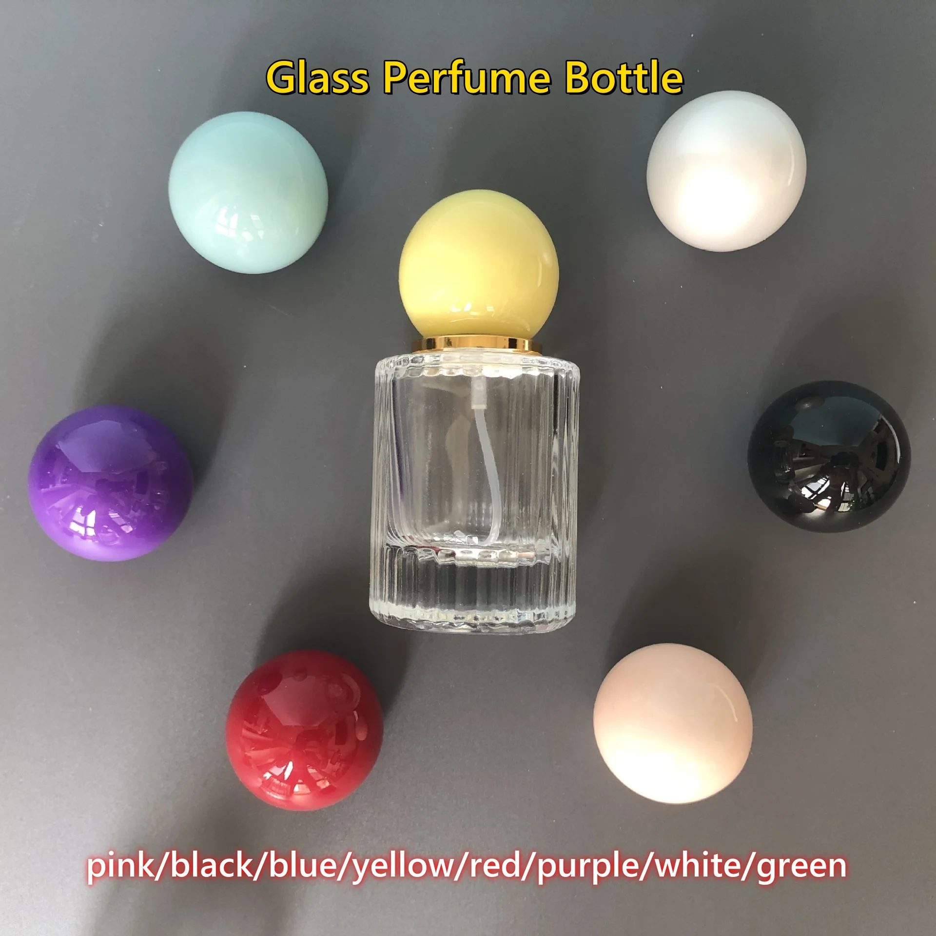 50ml Vertical Stripe Glass Perfume Spray Bottle Press on Atomiser Globe ...