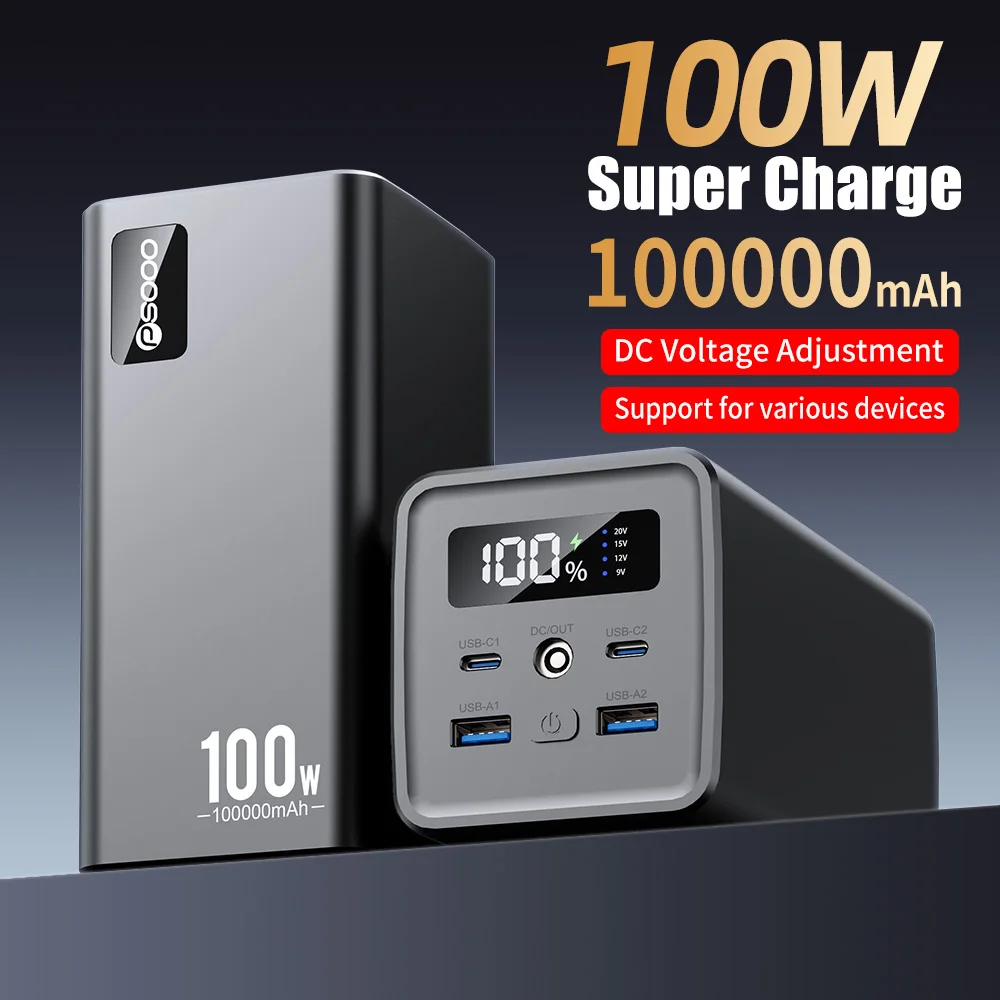 PSOOO-100W-Power-Bank-100000mAh-Fast-Charging-With-LED-Display-Laptop ...