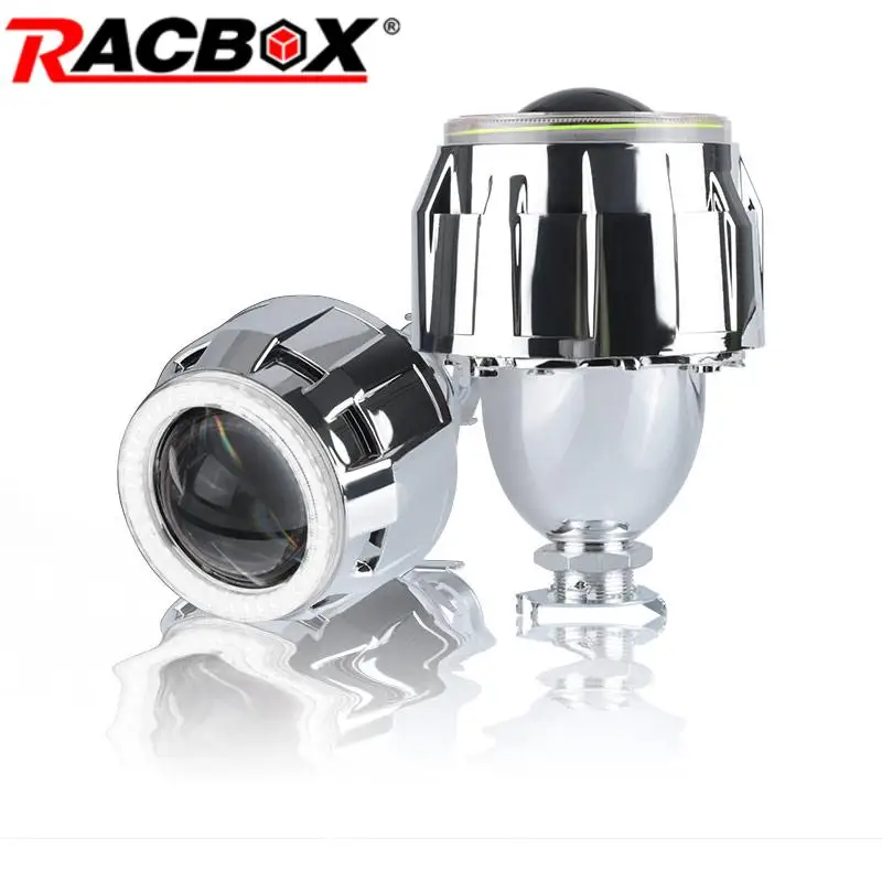 2pcs-2-5-inch-Bi-Xenon-Projector-Lens-White-Angel-Eye-Halo-DRL ...