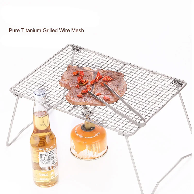 Pure-Titanium-Grill-Net-Outdoor-Camping-Picnic-Pure-Titanium-Charcoal ...