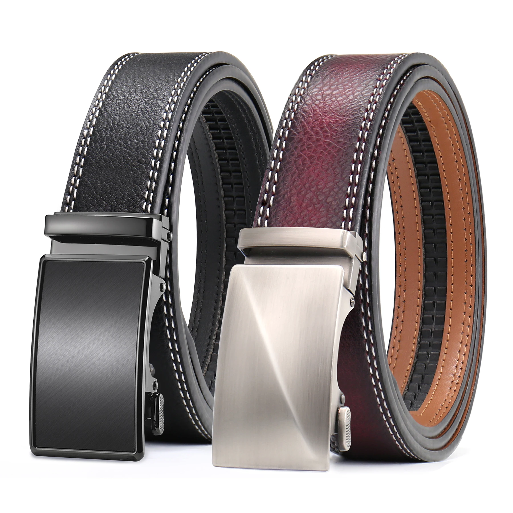 2 Pack Men's Ratchet Belt, Click Faux Leather Belts, 1 3/8'' wide Idea ...