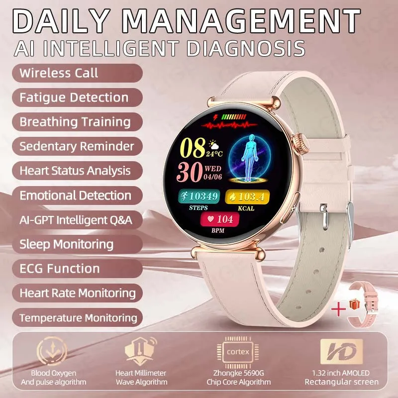 LIGE New ECG Smart Watch For Women Body Health Monitor Emotion and ...