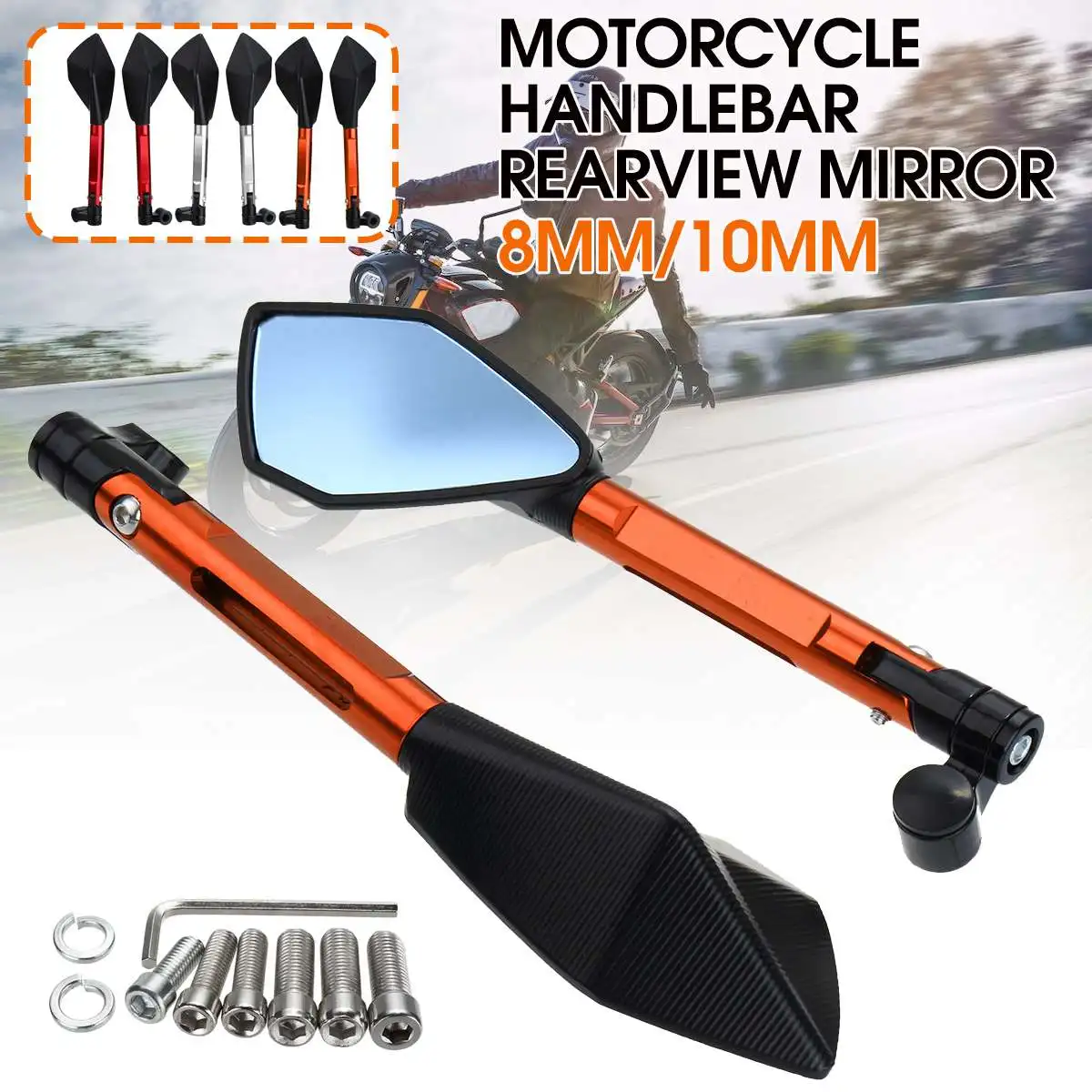 Universal-CNC-Aluminum-Motorcycle-Handlebar-Rear-View-Mirrors-8mm-10mm ...