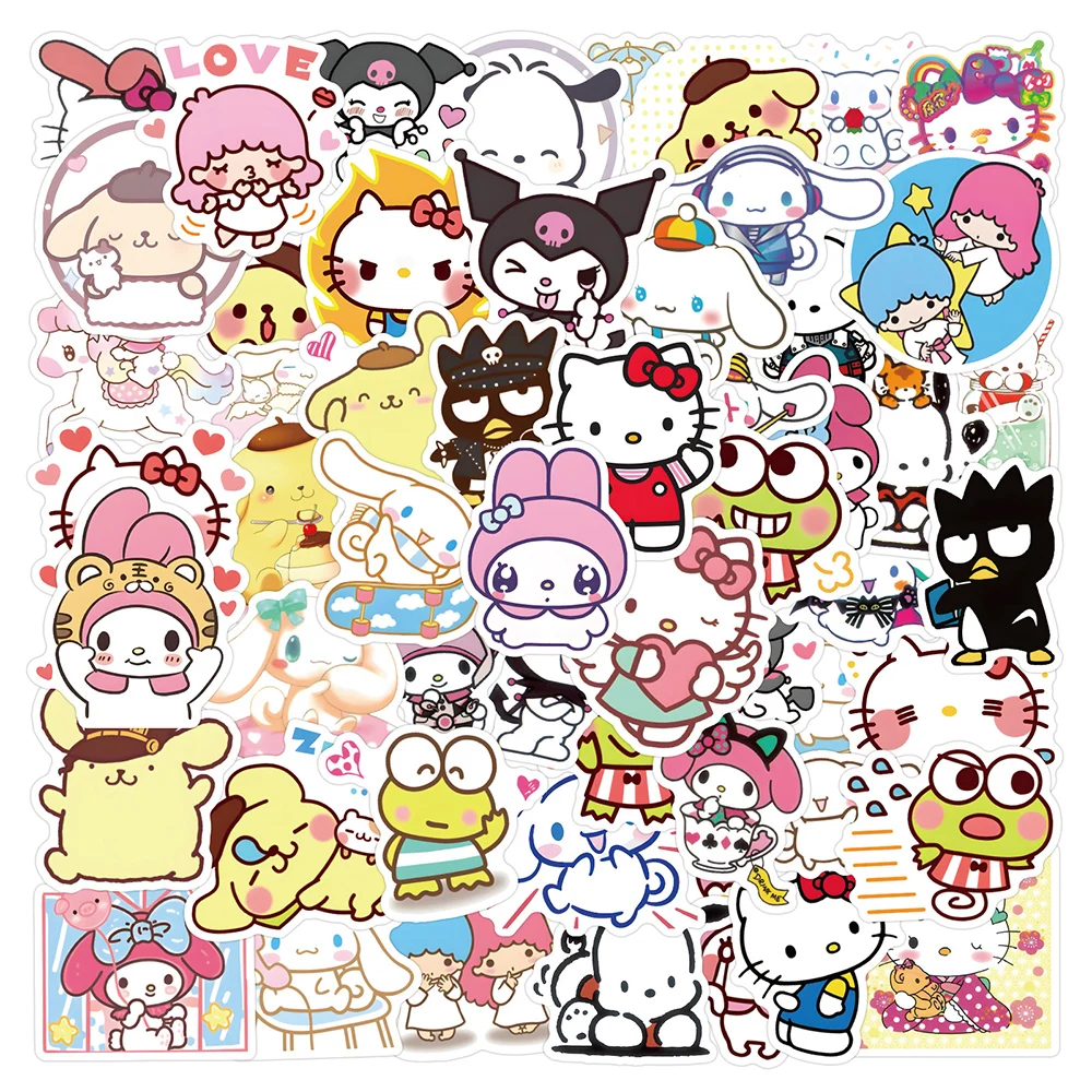 10-30-50-100pcs-Mix-Sanrio-Anime-Stickers-Aesthetic-Cartoon-Decals ...