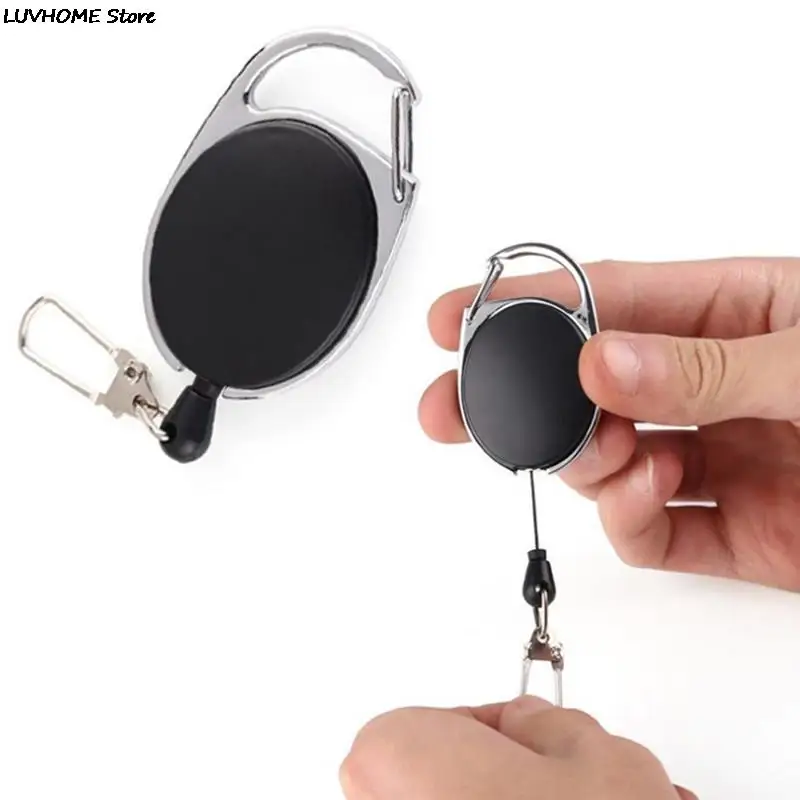 1Pc-Black-Retractable-Pull-Key-Ring-ID-Badge-Lanyard-Name-Tag-Card ...
