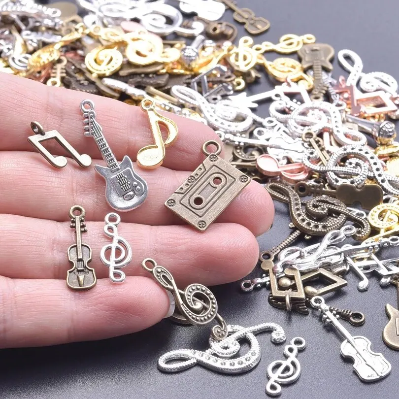 50Pcs-Lot-Vintage-Random-Diy-Bulk-Violin-Guitar-Musical-Note-Charms ...