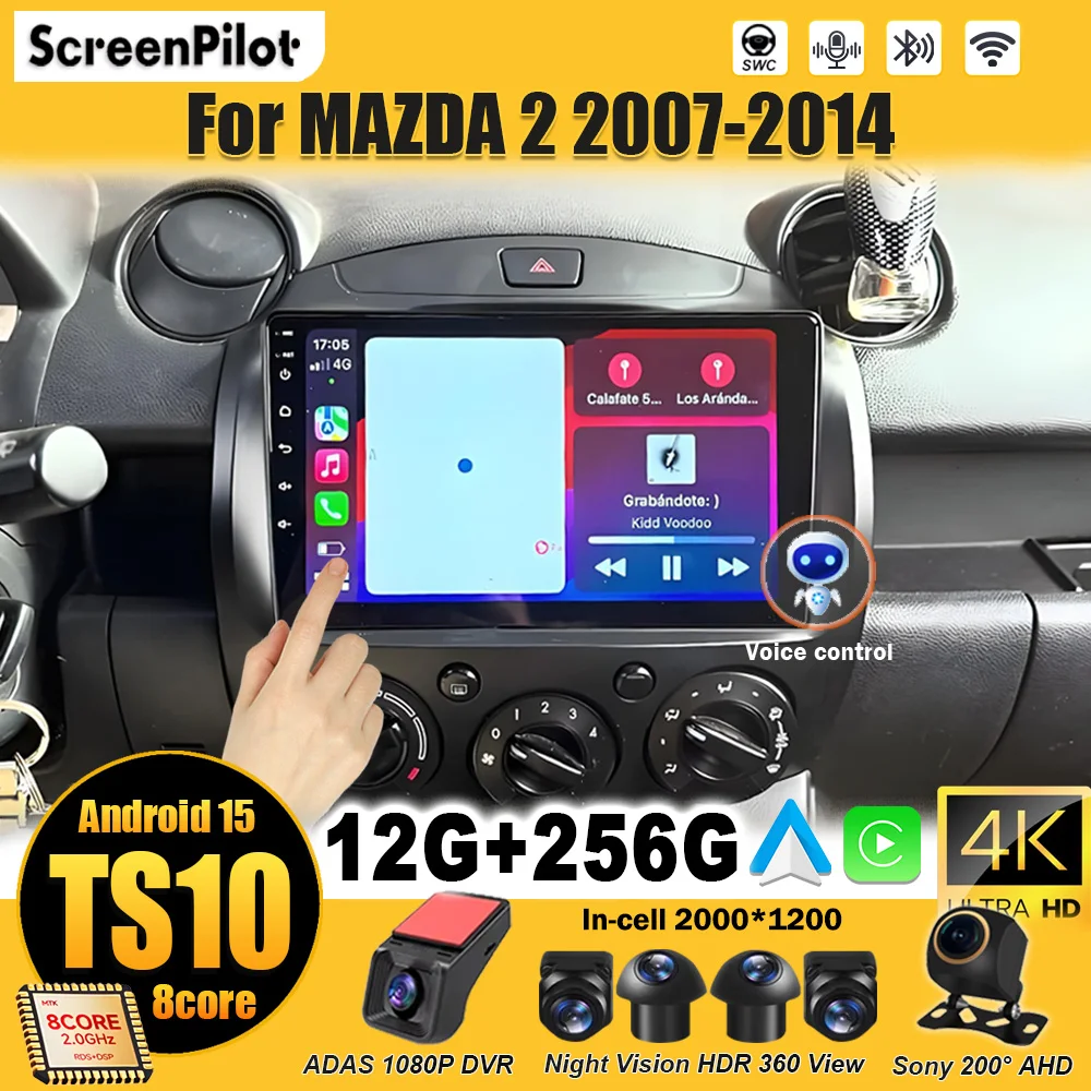 Android 15 For MAZDA 2 Mazda2 2007 2008 2009 2010 2011 2012 2013 2014 ...