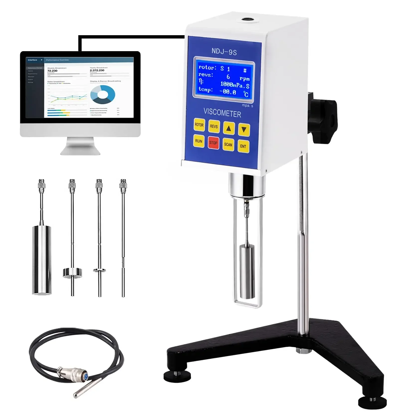 Viscosimeter Lab Testing Equipment Digital Sensor Rotary Viscometer Oil ...