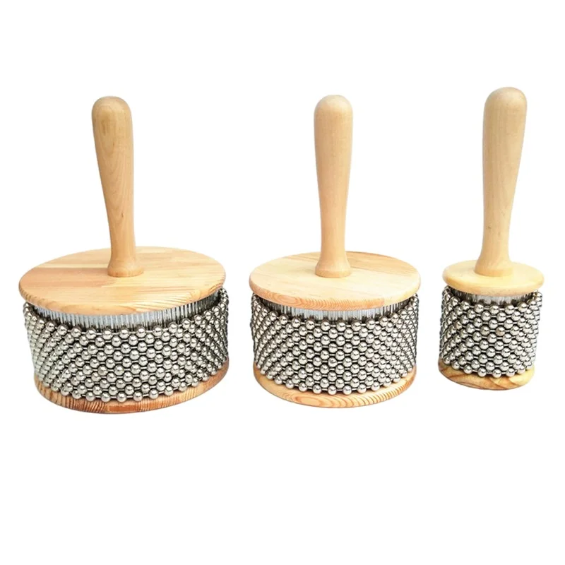 Wooden-Cabasa-Metal-Beaded-Chain-Cylinder-Pop-Hand-Shaker-Percussion ...