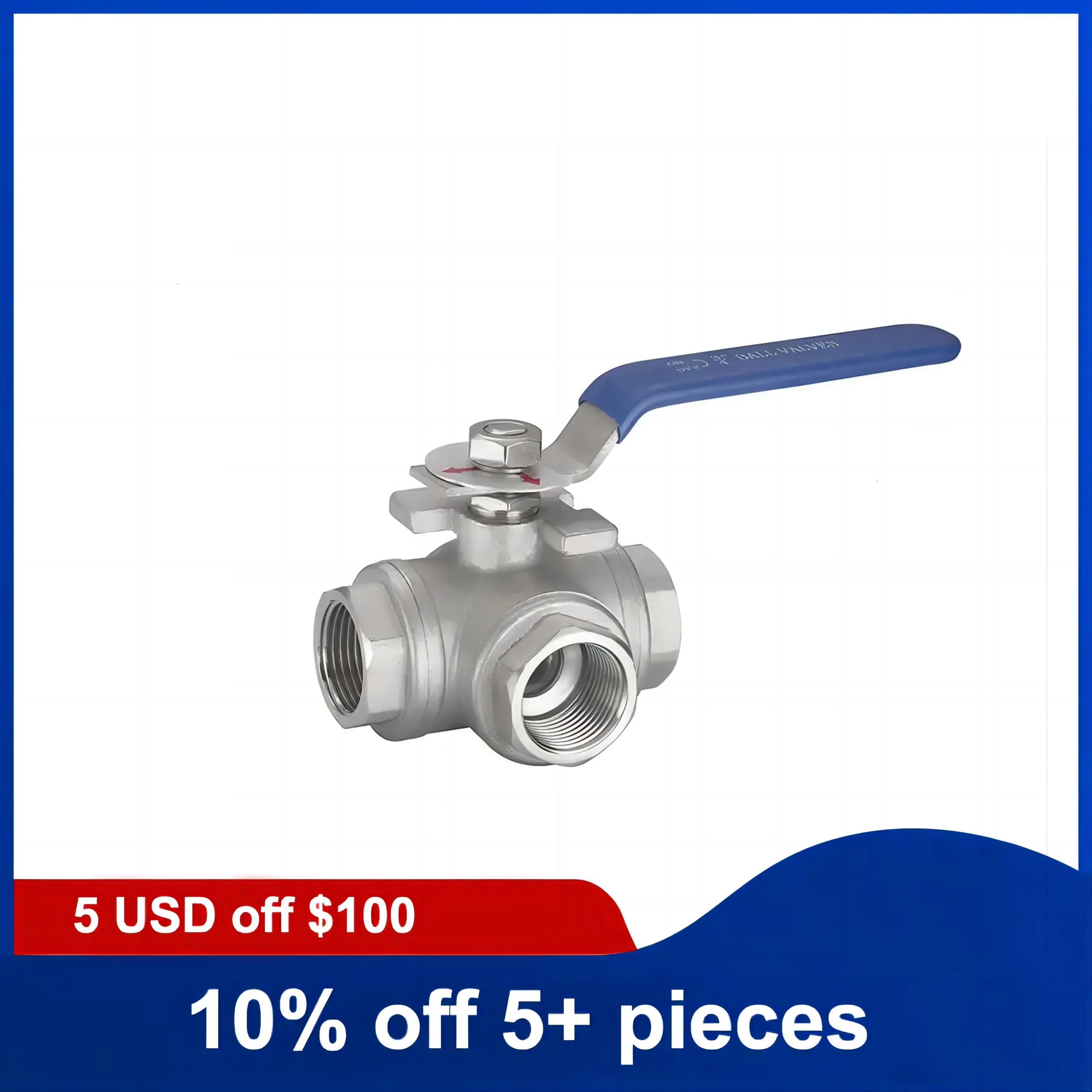 1/2inch to 2inch 3 Way Ball Valve 304 Stainless Steel 100 WOG T/L Type ...