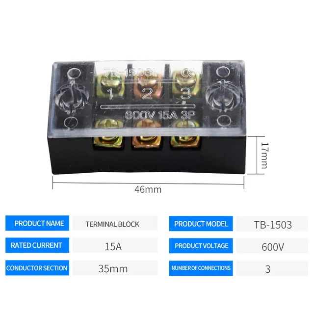 10 pcs 듀얼 행 배리어 스크류 터미널 블록 와이어 배리어 Td-1520 Tb-1512 터미널 15A 25A 45A 높은 ...