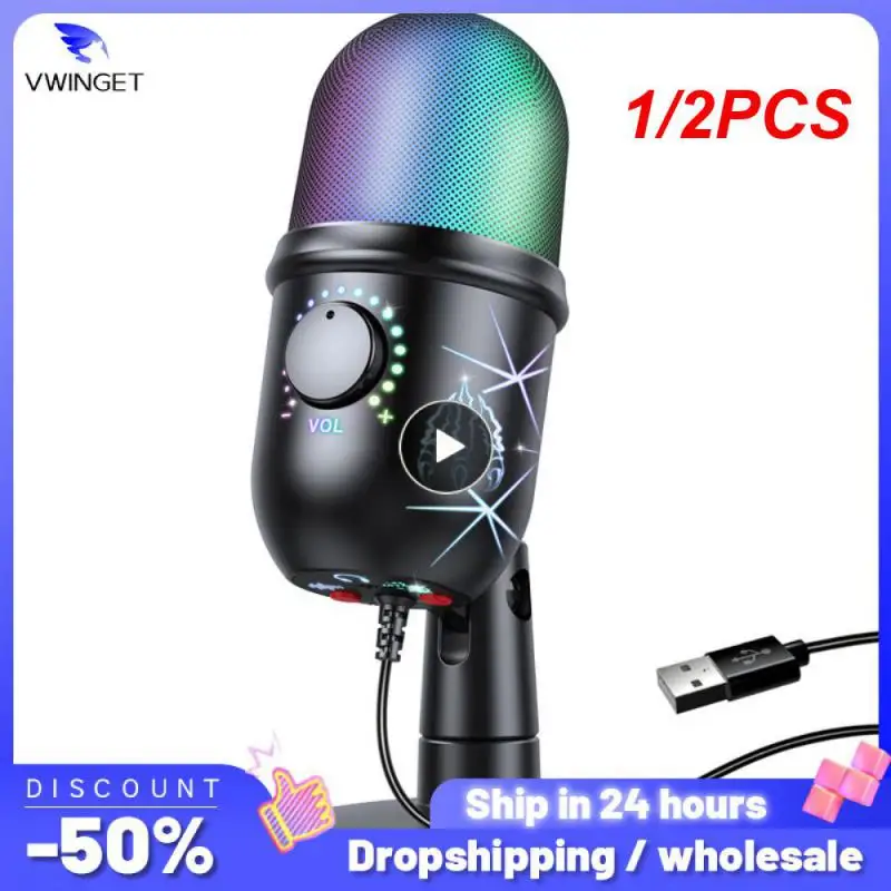 1-2PCS-New-Design-USB-Gaming-PC-Microphone-for-Streaming-Podcasts-RGB ...