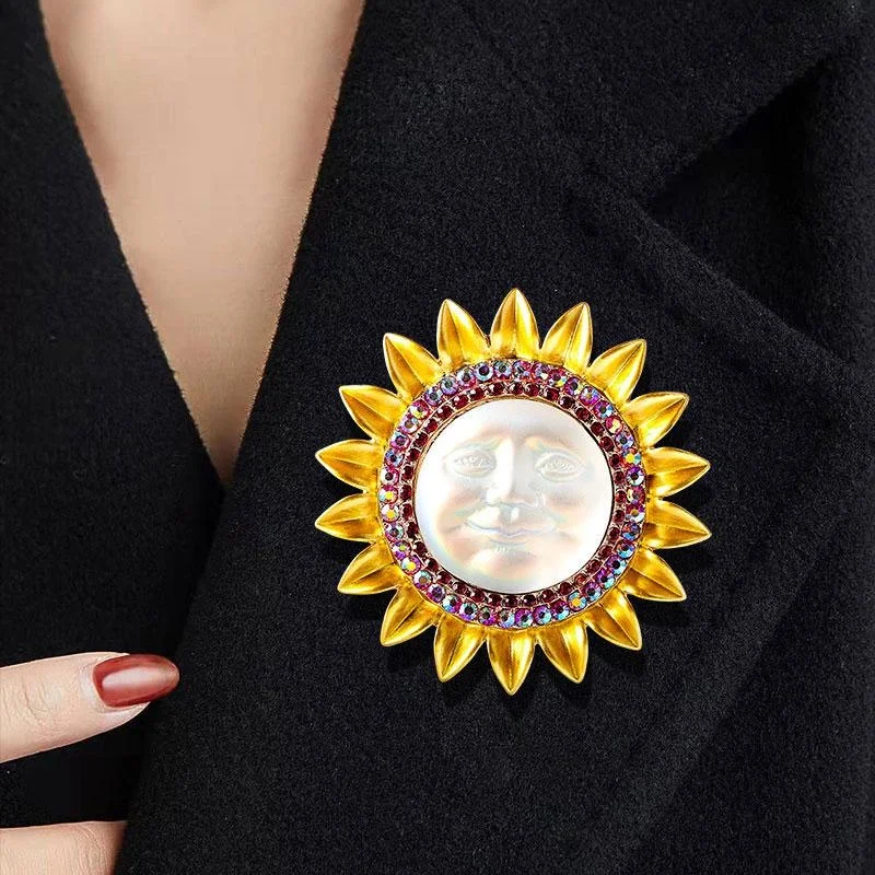 Medieval Vintage Heavy Industrial Sun Smiley Face Brooch| | - AliExpress