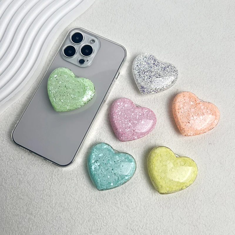 New Glitter Glitter heart phone stand Lazy desktop folding stand Macron ...