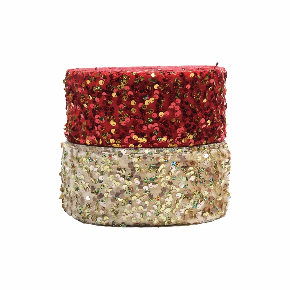 Red-and-Golden-3-Velvet-Sequin-Ribbon-75mm-20yards-lot-for-Hair ...