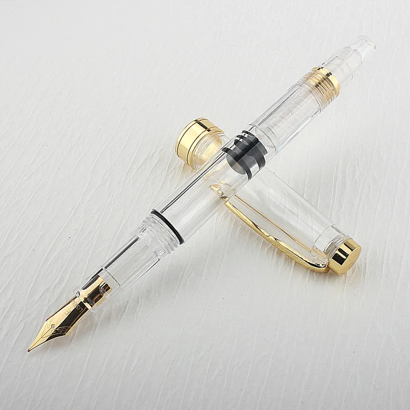 High-Quality-Plastic-Transparent-Fountain-Pen-F-EF-Nib-0-5mm-Hooded-Nib ...