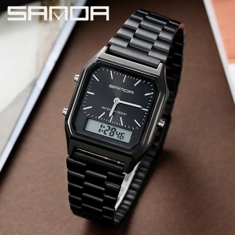 Sanda-relógio de luxo masculino e feminino g-style, aço inoxidável ...