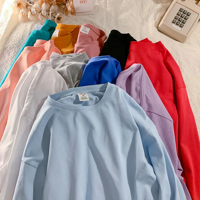 Privathinker-Women-s-Solid-Color-Base-T-Shirt-Long-Sleeve-Loose-Unisex ...