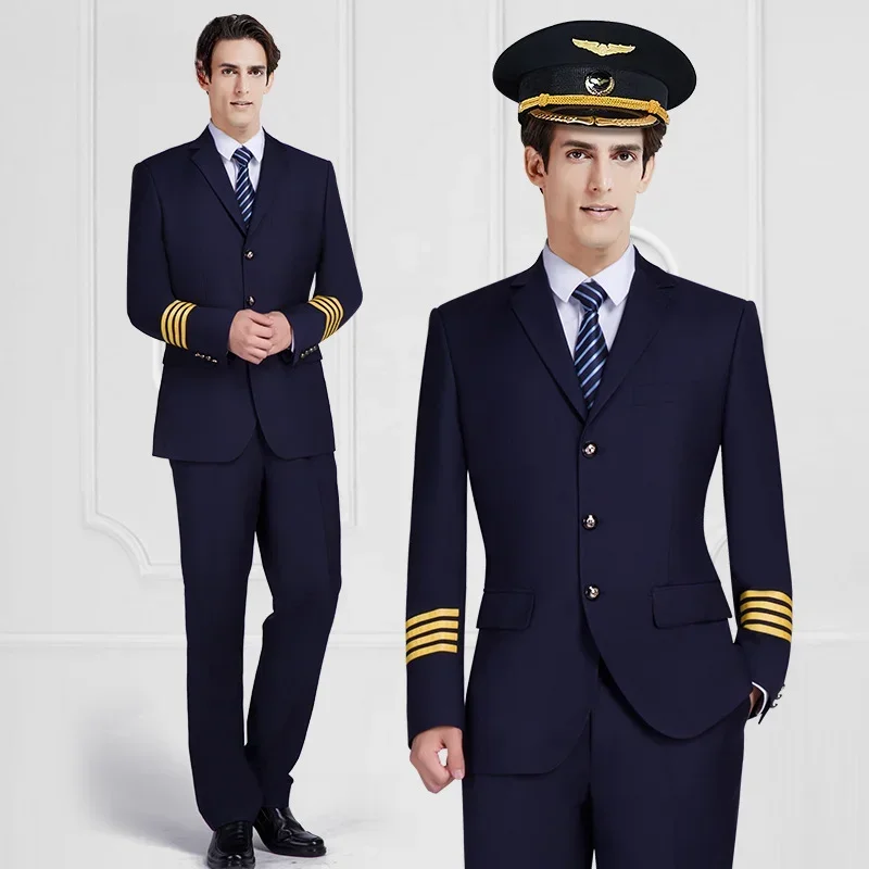 Men-Air-Force-Captain-Uniform-Pilot-Clothes-Security-Guard-Property ...