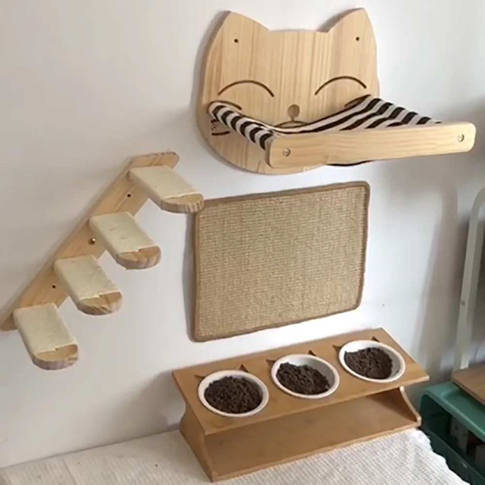 Cat-Wall-Climbing-Scratcher-Tree-Wall-Mounted-Furniture-Jumping-Shelves ...