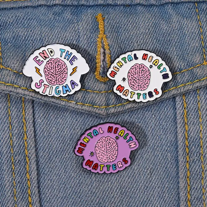 Mental-Health-Enamel-Pins-Custom-Brain-Brooches-Lapel-Badges-Quotes-End ...