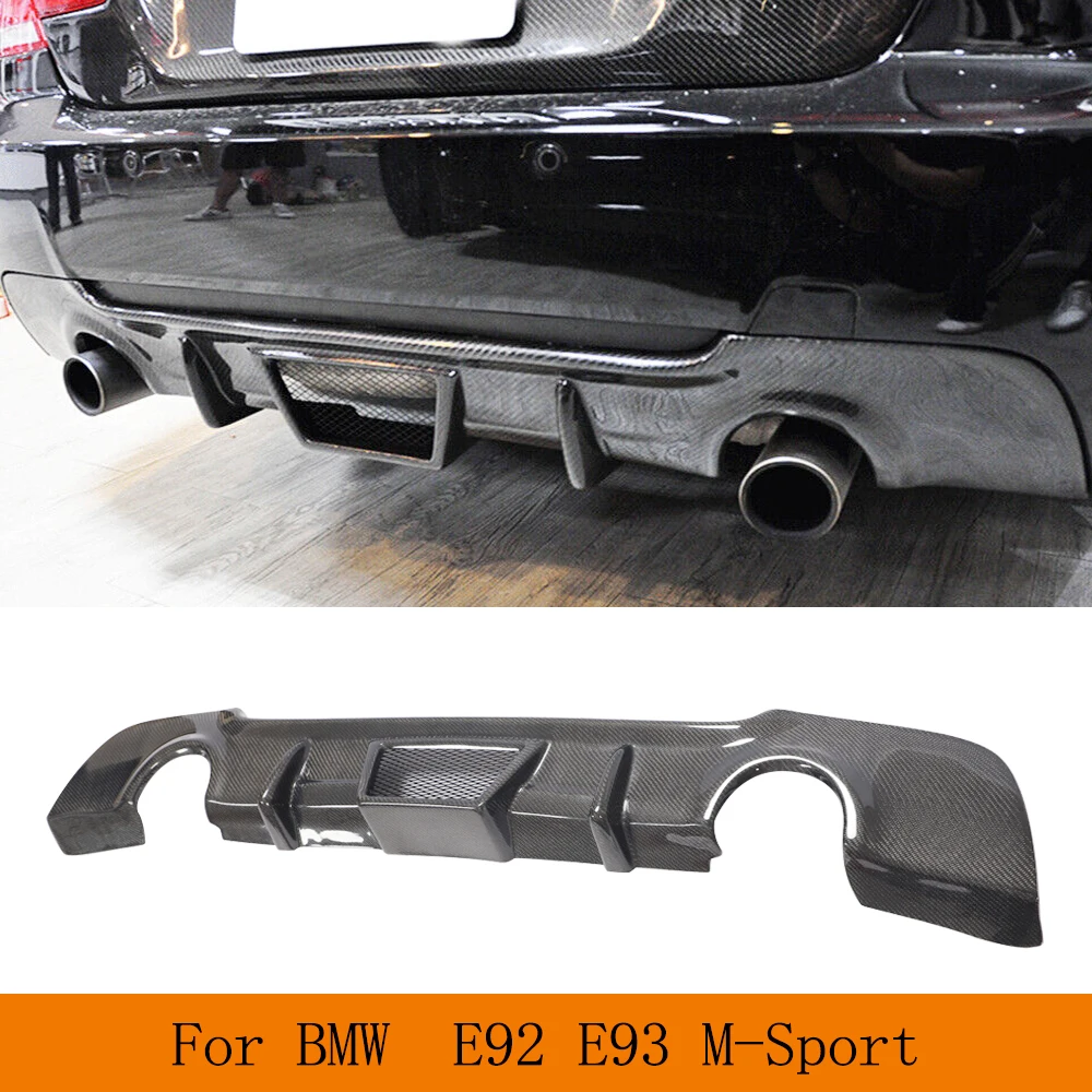 Carbon-Fiber-Rear-Diffuser-Lip-Spoiler-Fit-For-For-BMW-E92-335i-M-Sport ...