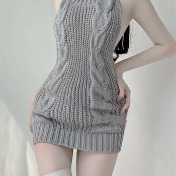Virgin Killer Cosplay Sweater Bodysuit Hot Sexy Lingerie Hollow Back Halloween Cos Role Play ...
