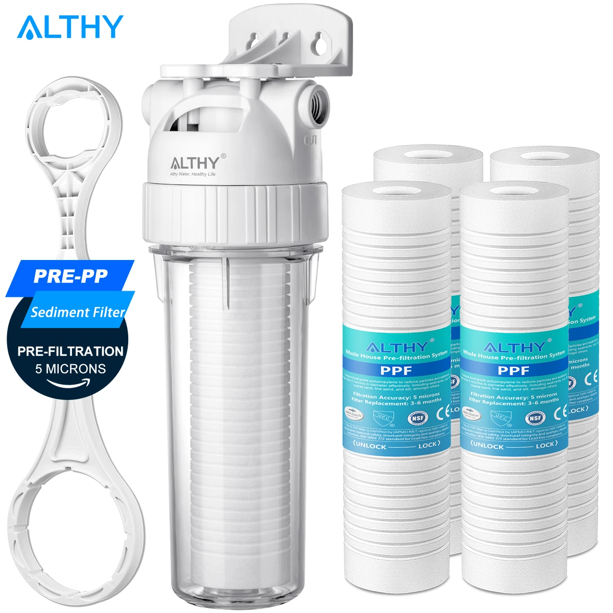 ALTHY 5 Mikron Ganze Haus Sediment Wasserfilter System Vorfilter ...