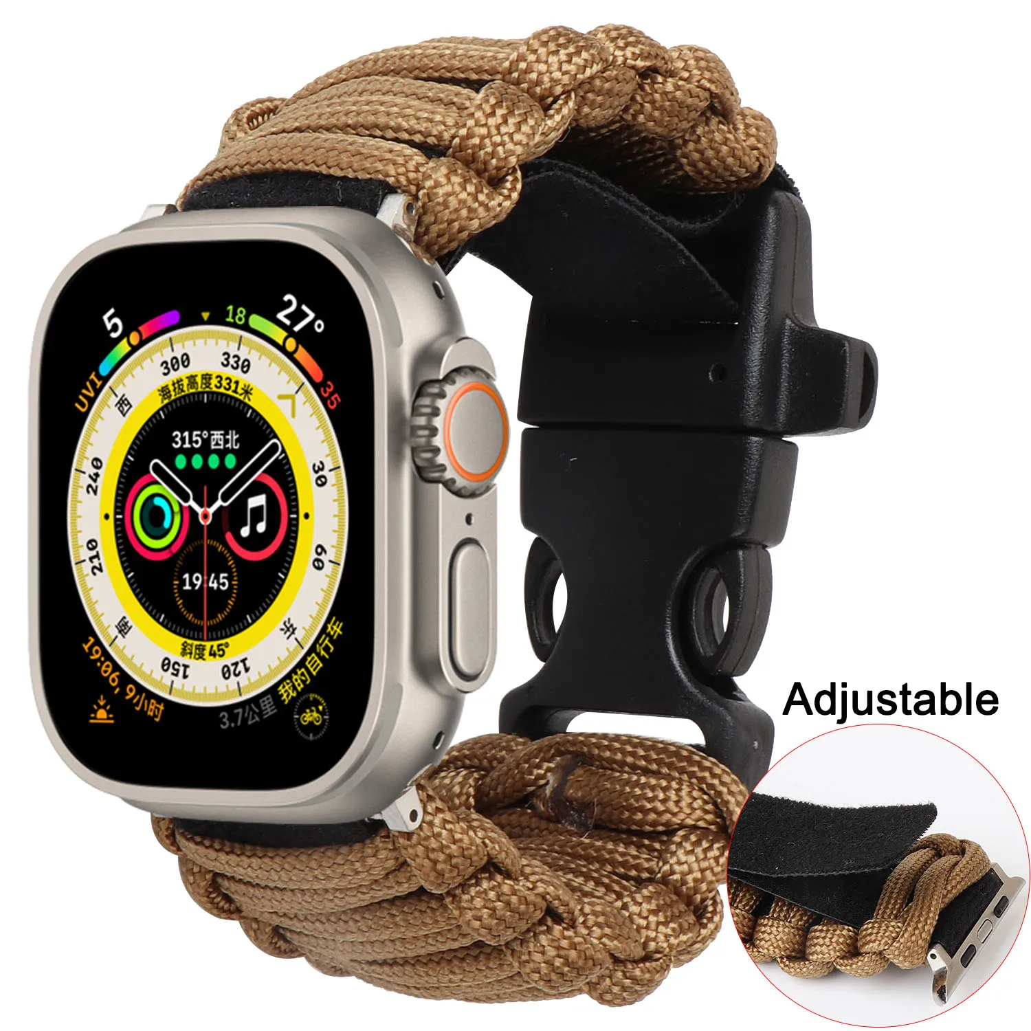 Outdoors Survival Rope Strap for Apple Watch 49mm 45mm 44mm 42mm 38/40 ...