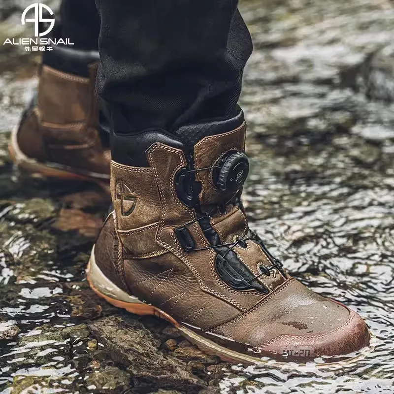 Retro-Alien-Snail-MT20-Motorcycle-Boots-Cowhide-ATV-Waterproof-Riding ...