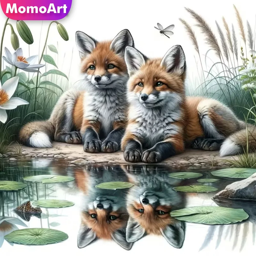 Momoart Full Square Round Diamond Mosaic Fox Diamond Painting Animal ...