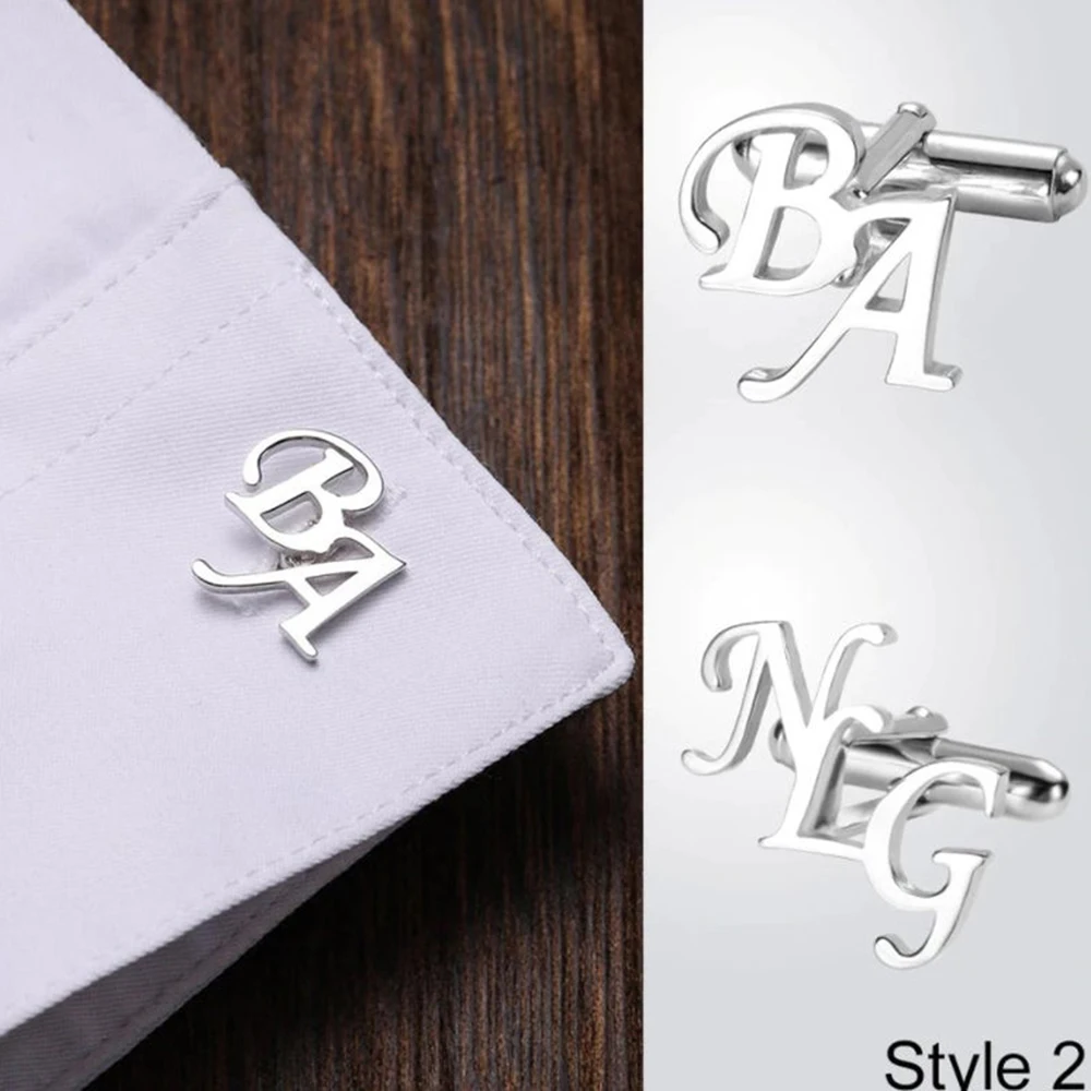 Personalized Mens Cufflinks Custom Logo Letter Cuffs Button for Grooms ...
