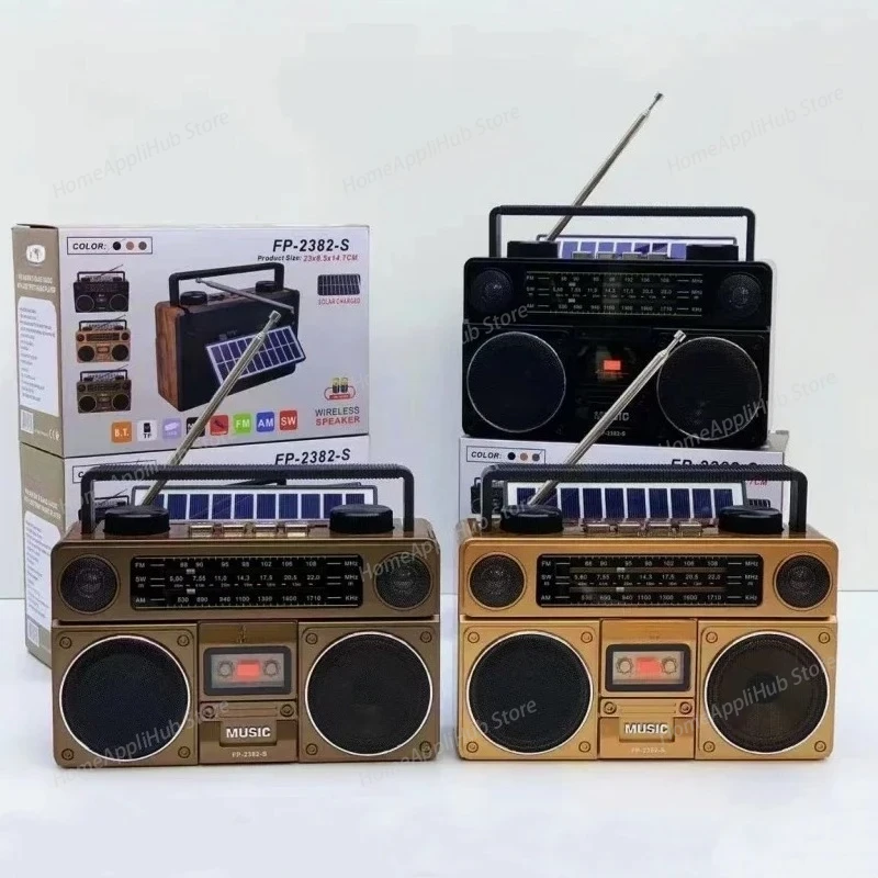Portable Retro Bluetooth Boombox Solar Charging Multifunctional Outdoor ...