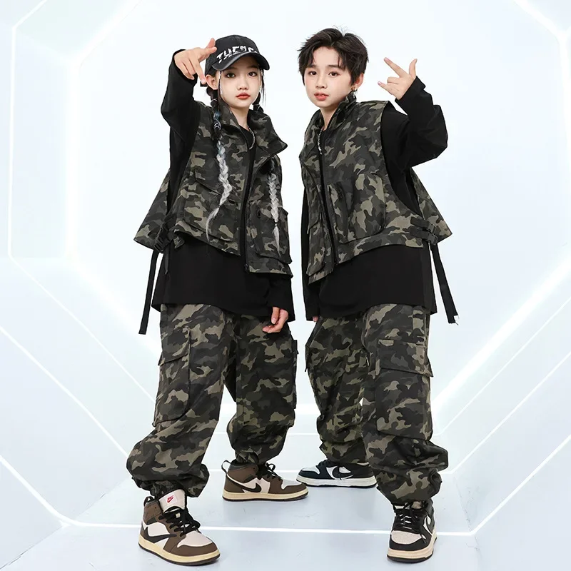 Ballroom Hip Hop Dance Costumes for Boys Loose Vest Pants Camouflage ...