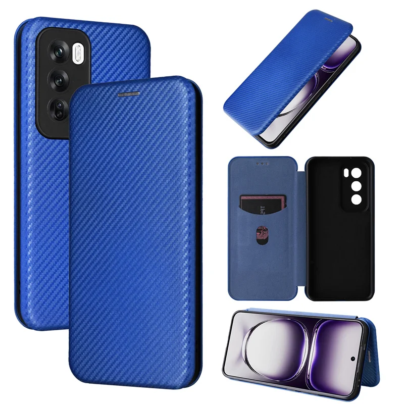 Suit-For-OPPO-Reno-12-5G-Carbon-Fiber-clamshell-purse-skin-PU-case ...