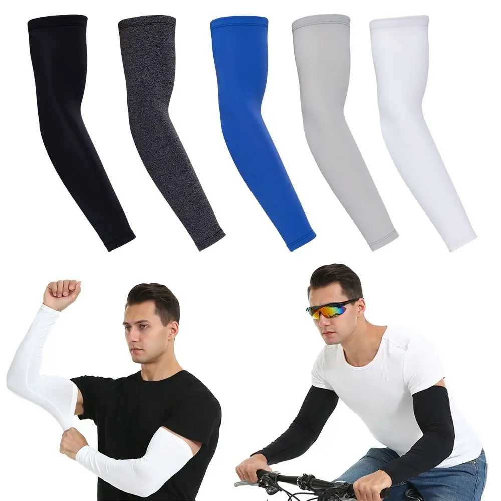 2PCS Men Cooling Arm Sleeves Cover Sports Running UV Sun Protection ...